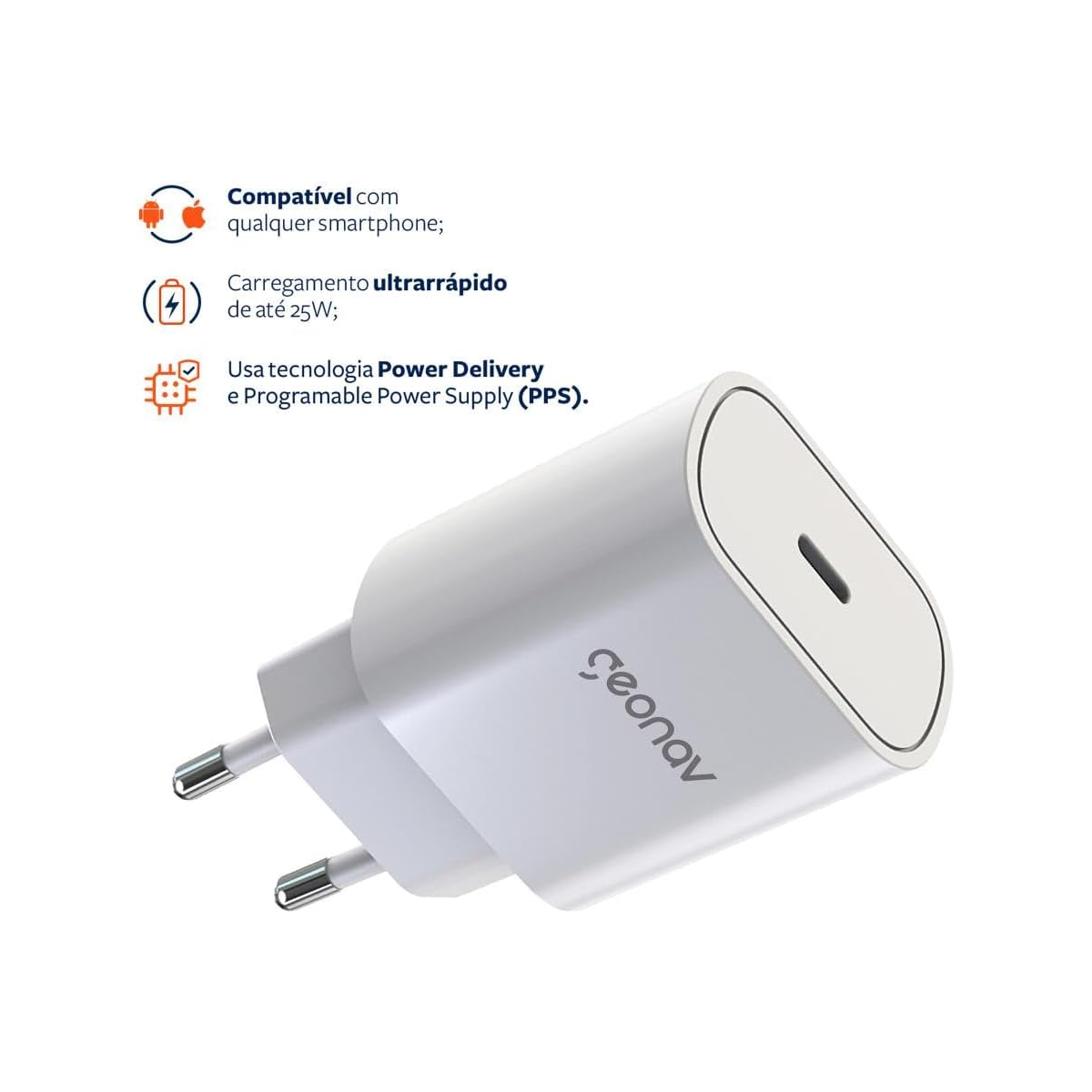 Geonav Carregador 25w Ultra Rápido Usb-C