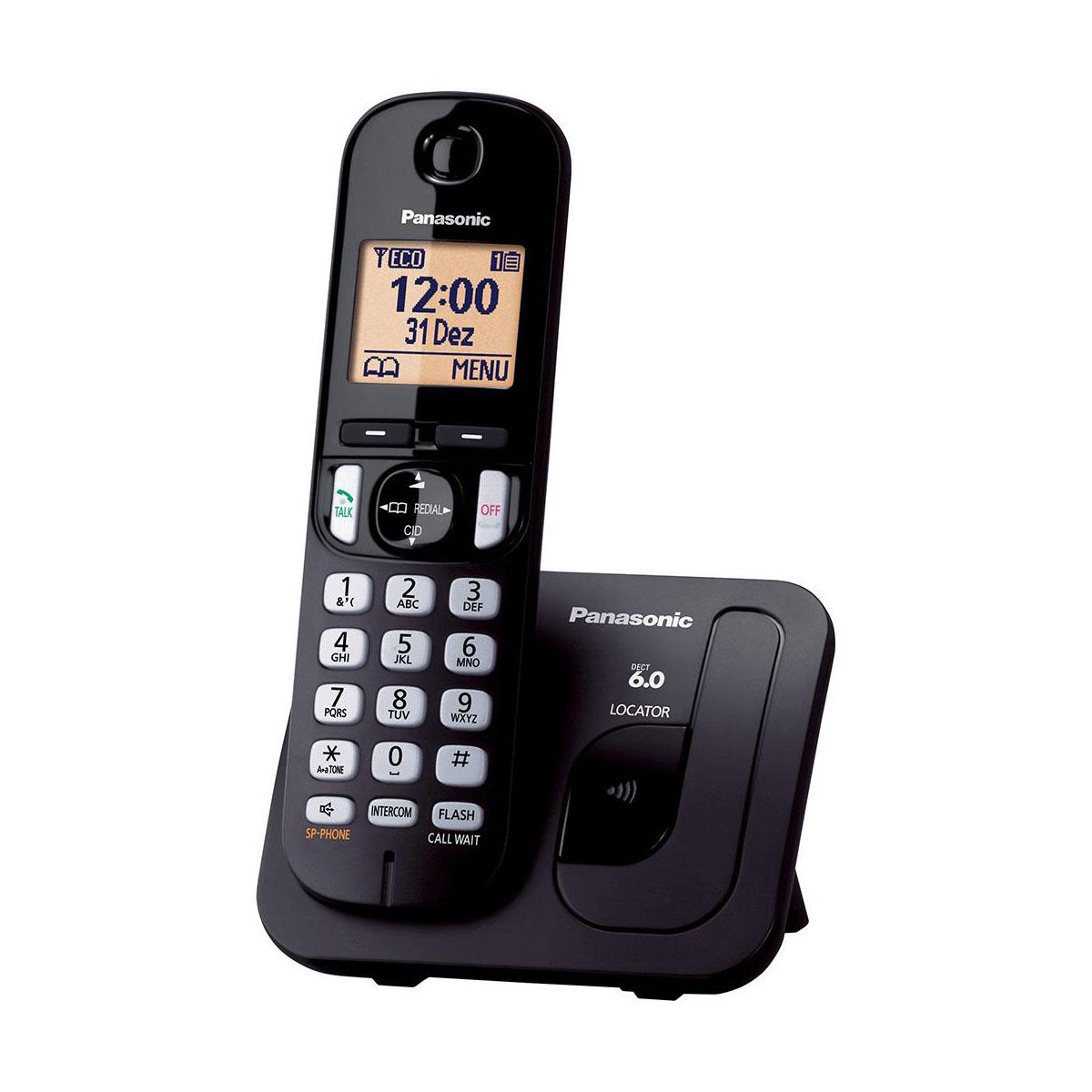 Telefone sem fio Panasonic DECT 6.0 KX-TGC210LBB Preto