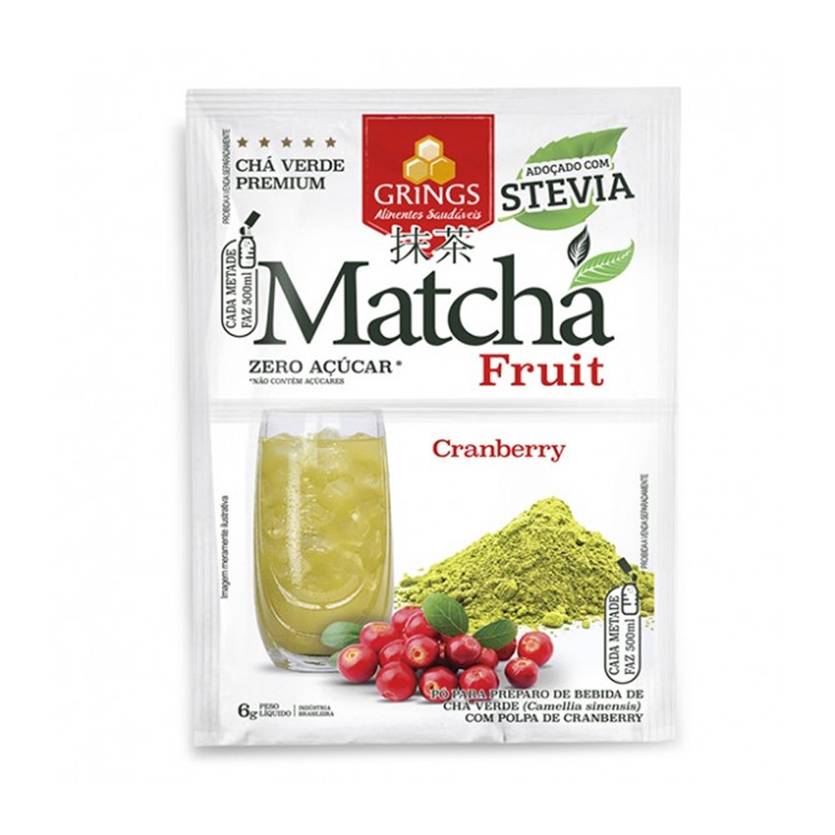 Matcha Fruit Grings Cha Verde Detox Integral Sabor Cranberry 6g ...