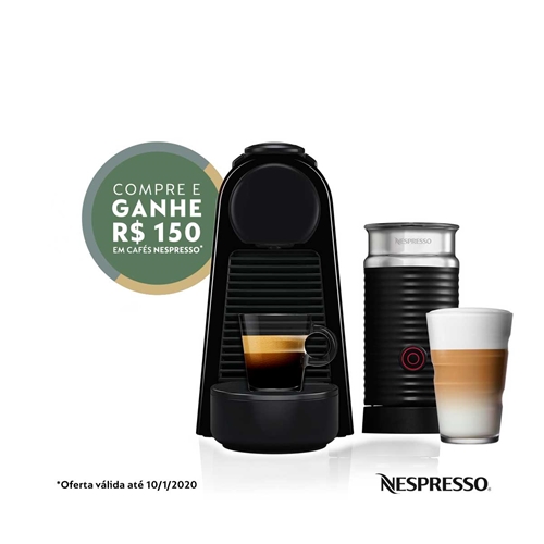 Cafeteira Nespresso Essenza Mini D30 Preta Fosca + Aeroccino