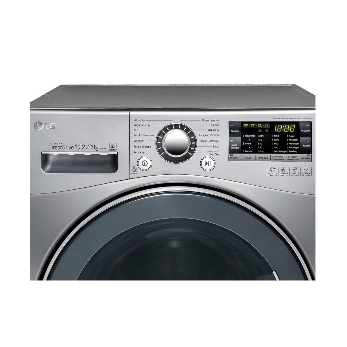 Lava e Seca LG 10,2kg e 15 Programas de Lavagem