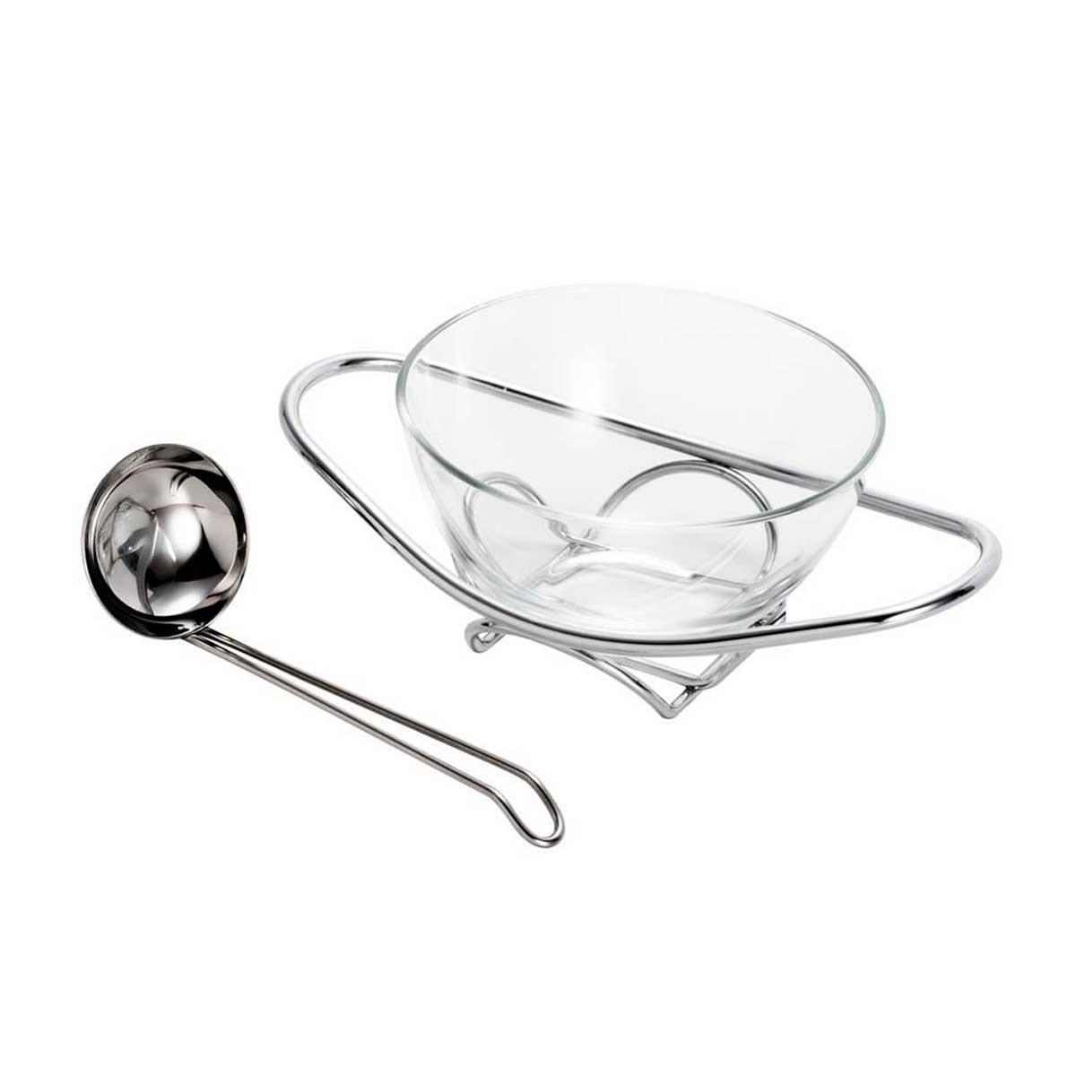 Molheira Wolff em Vidro com Suporte e Concha Inox