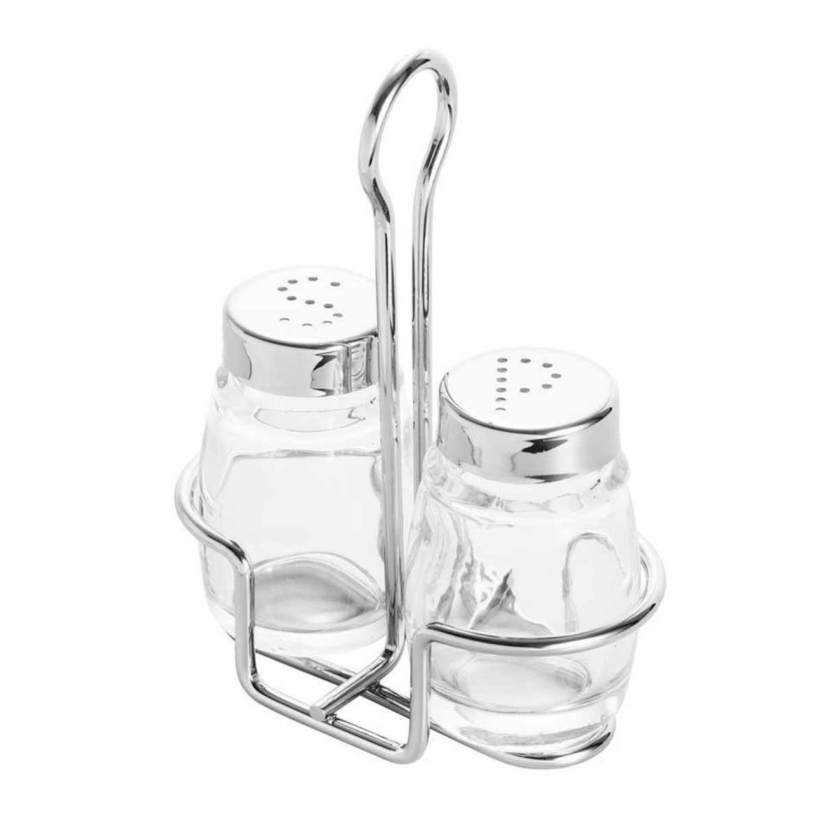 Saleiro e Pimenteiro Wolff Aramado em Inox 2 Peças