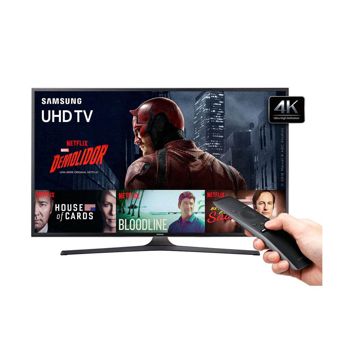 Smart TV LED 4K UHD Samsung KU6000 com Wi-Fi, HDR Premium, PurColor e USB