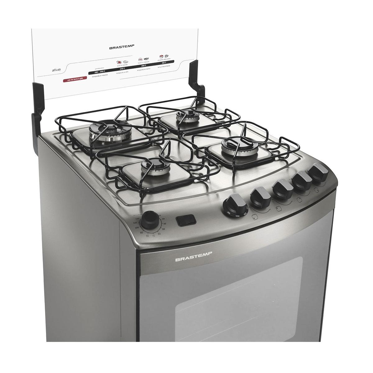 Fogão Brastemp Ative! BFS4GA 4 bocas Grill e Timer