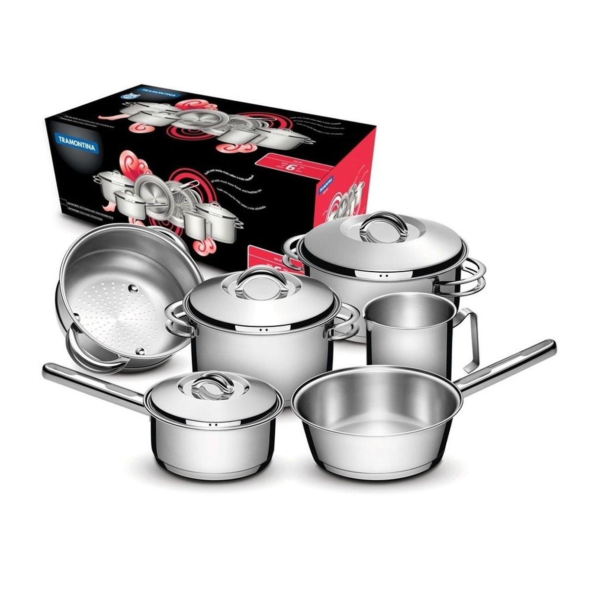 Jogo de Panelas Solar Tramontina em Aço Inox 6 Peças